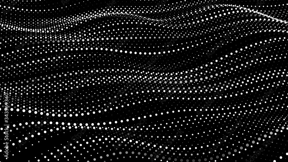 Abstract digital wave of particles. Futuristic point wave. Technology ...