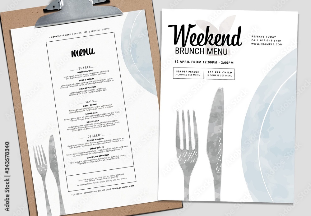 Menu Layout with Plate Cutlery Illustration Stock Template | Adobe Stock