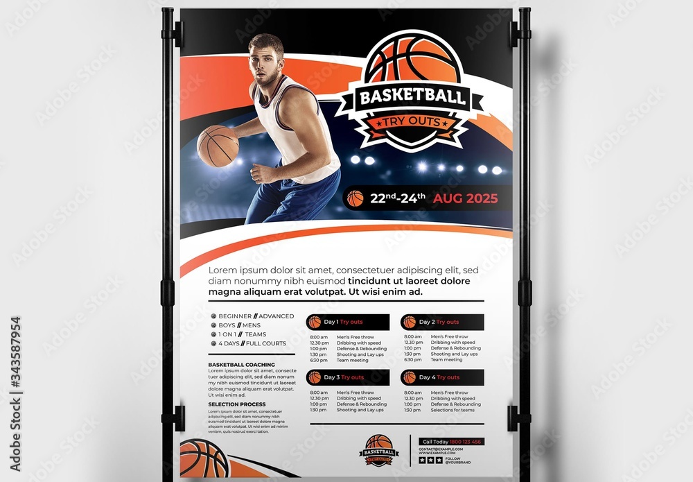 College Basketball Poster Layout Stock Template | Adobe Stock