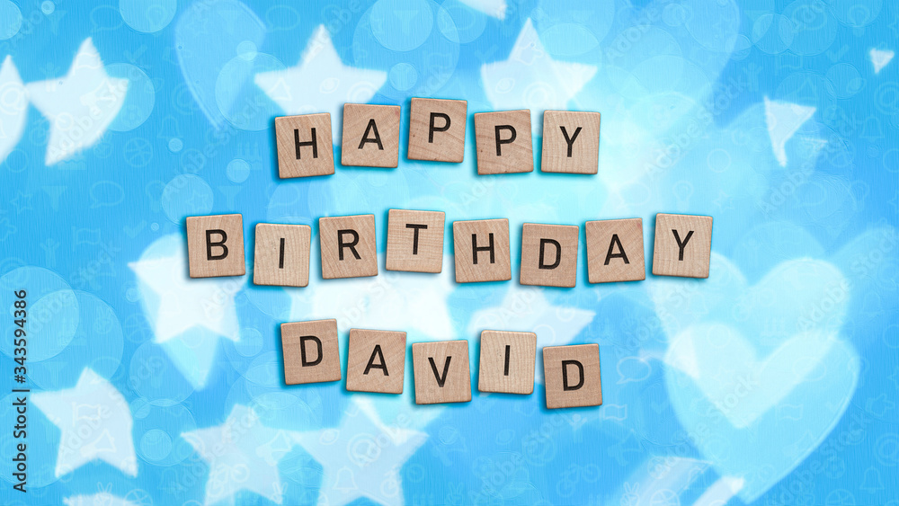 Happy Birthday David card with wooden tiles text. Boys birthday card in ...