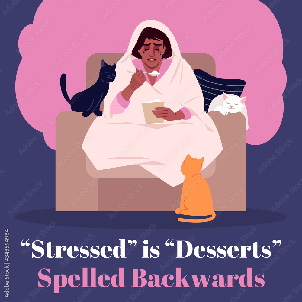 Stress is desserts spelled backwards social media post mockup Stock ...