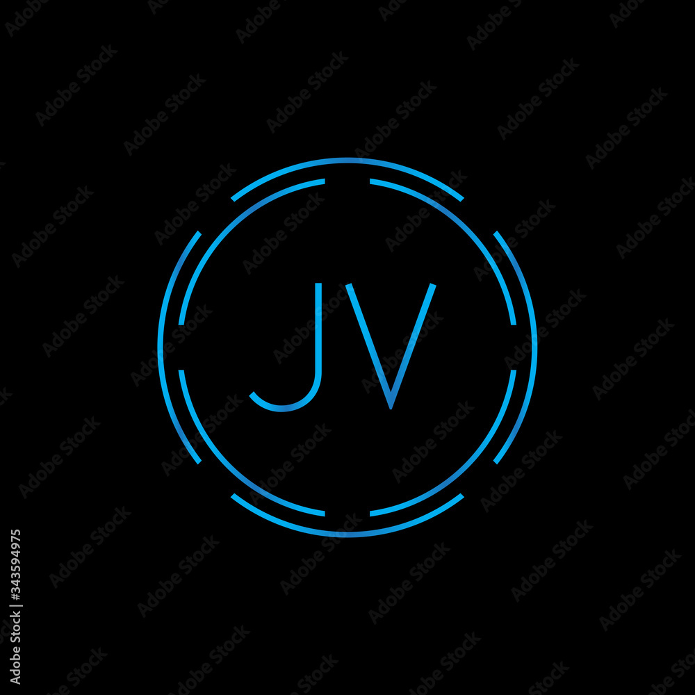 Creative letter JV Logo Design Vector Template. Digital Linked Letter ...
