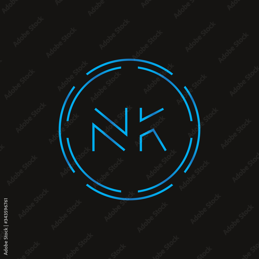Initial Letter NK Logo Design Vector Template. Digital Abstract NK Letter Logo Design Stock ...