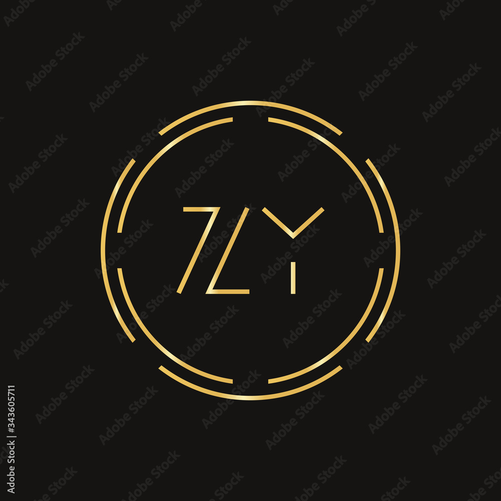 Vetor de Initial ZY Logo Design Vector Template. Digital Circle Letter ...