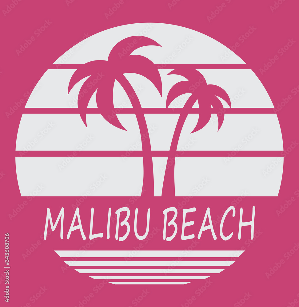 Malibu Beach California Palm Tree Sunset Silhouette Skyline Stock ...