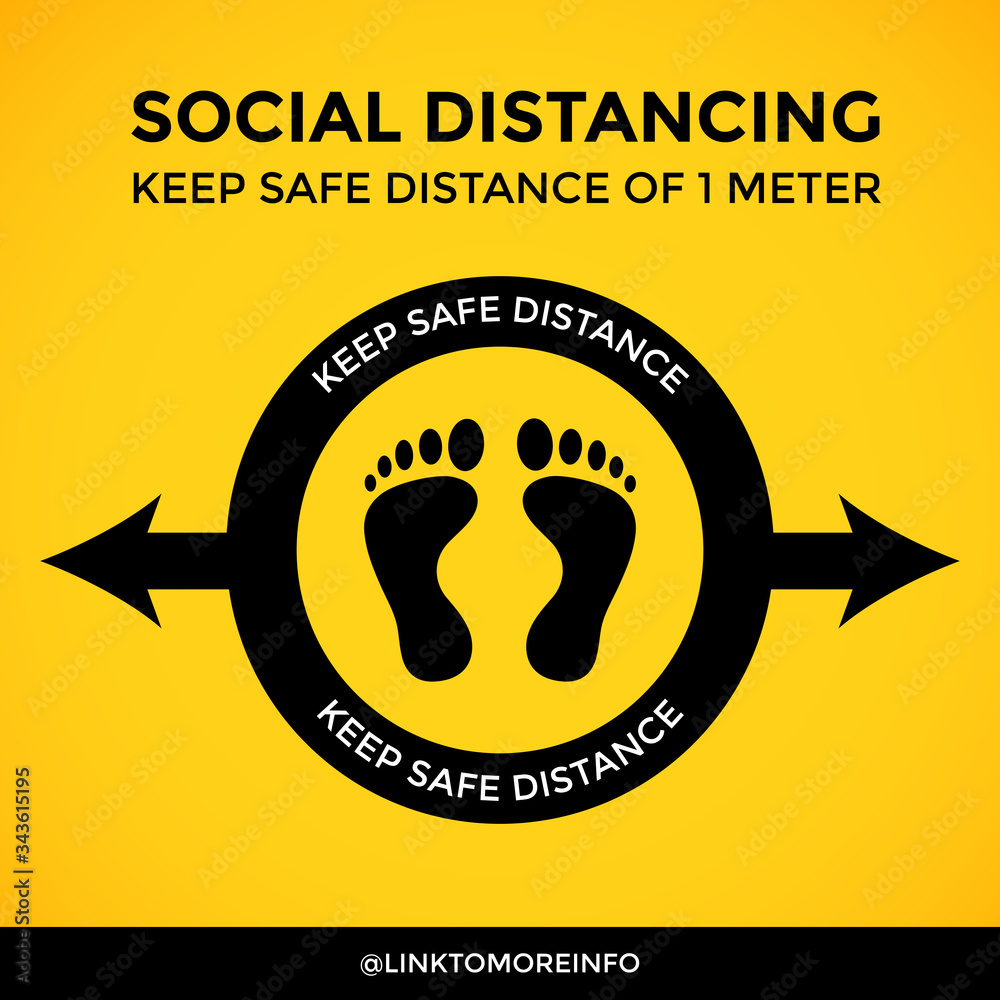Social distancing awareness campaign poster or sticker promoting safe ...