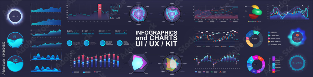 UI interface and Intelligent infographic. Dashboard template elements ...