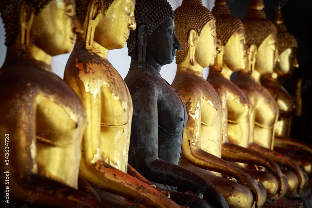 Buddha Statues In Historic Temple Stock Photo | Adobe Stock