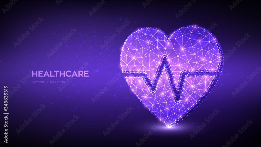 Healthcare, medicine and cardiology concept. Heart icon with heartbeat ...