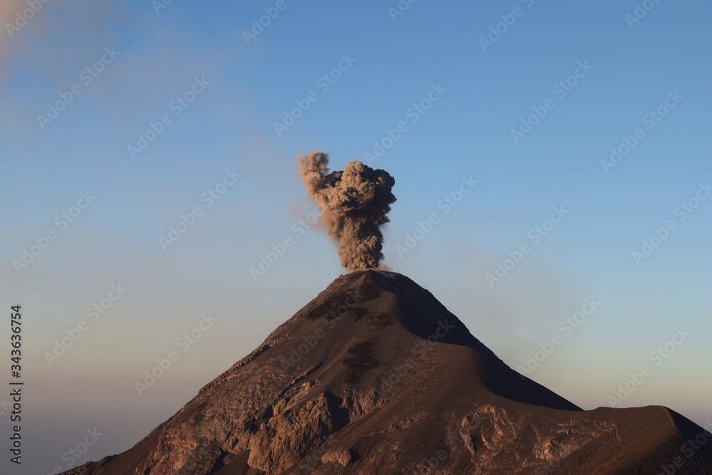 Volcano of fire eruption smokes in Guatemala. Volcan Acatenango, Volcan ...
