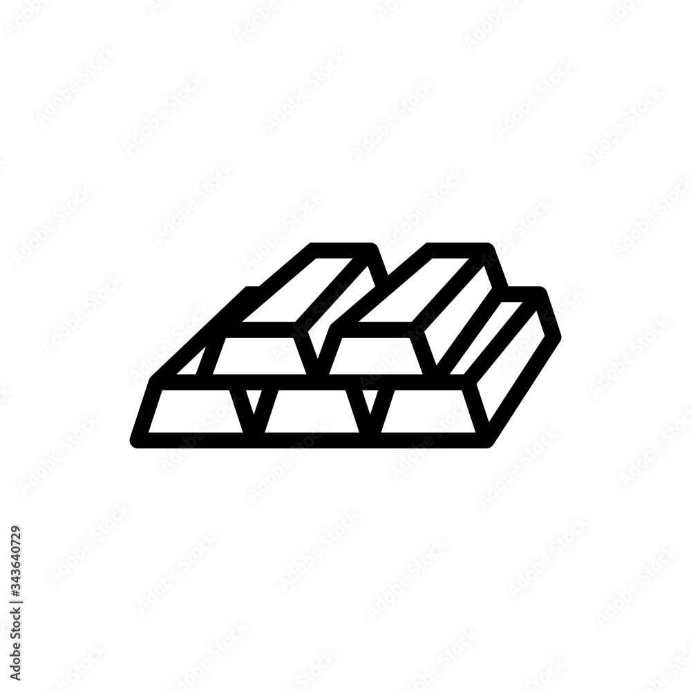 Gold bars Icon, Gold symbol in outline style on white background Stock ...