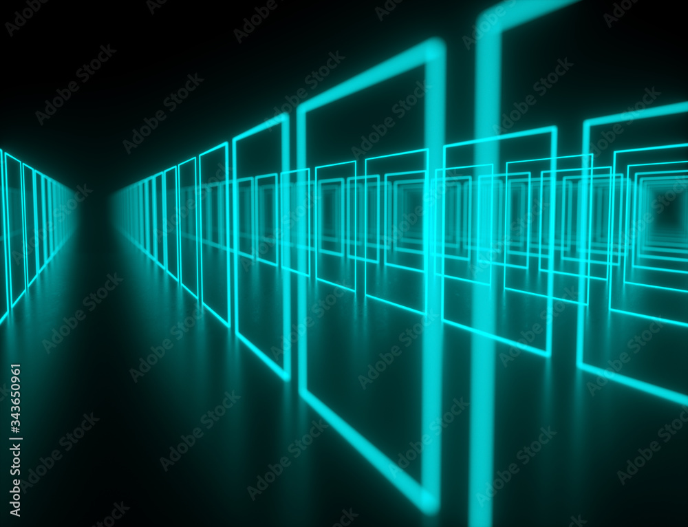 Square Matrix Background, Retro square grid pattern, hazy green neon ...