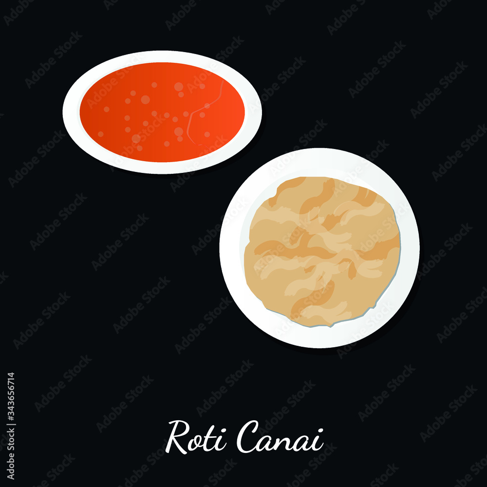 Vector Illustration of Roti Canai, Indian-influenced flatbread in South ...