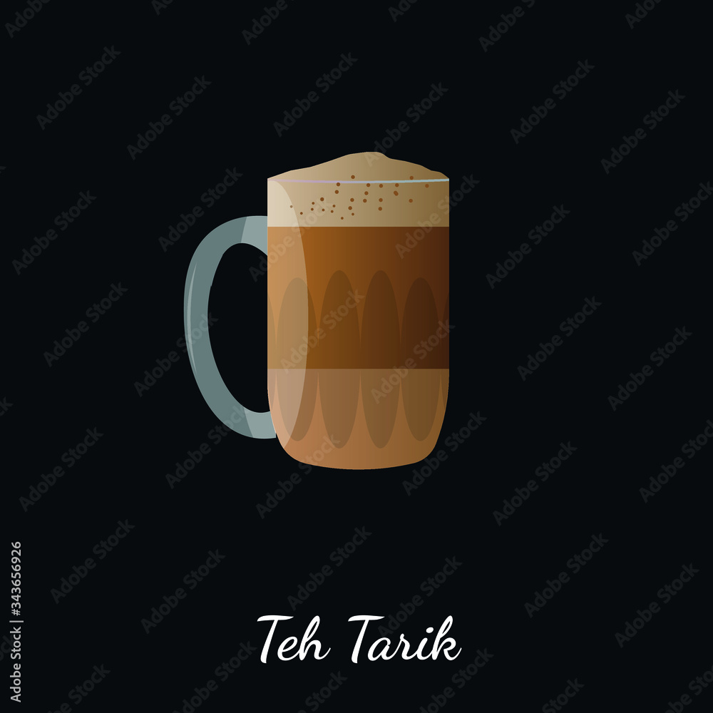 Vector Illustration of Teh Tarik, Malaysian iconic tea (Foods & Drinks Illustration) Stock ...