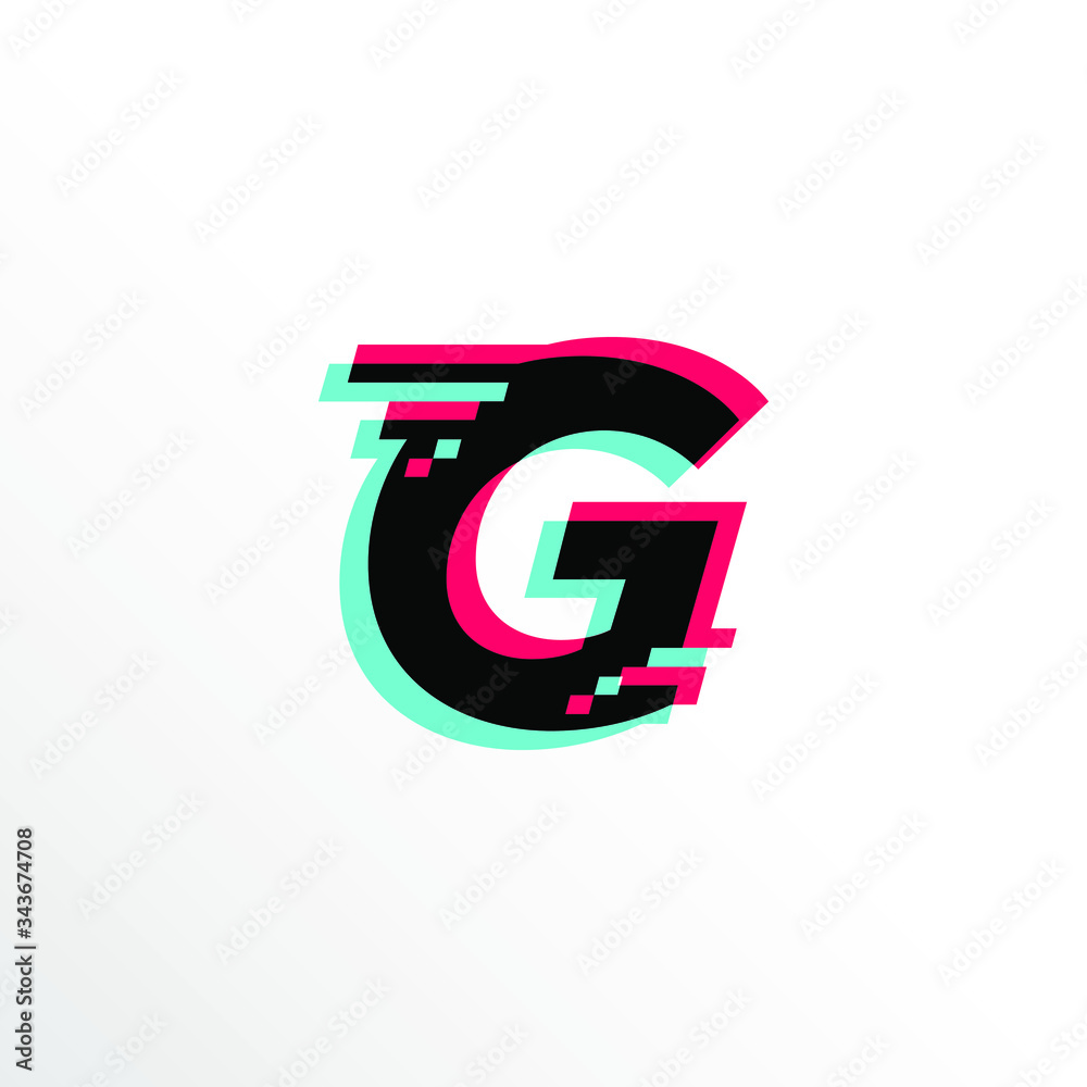 Initial Letter G with Glitch Effect Stock Vector | Adobe Stock