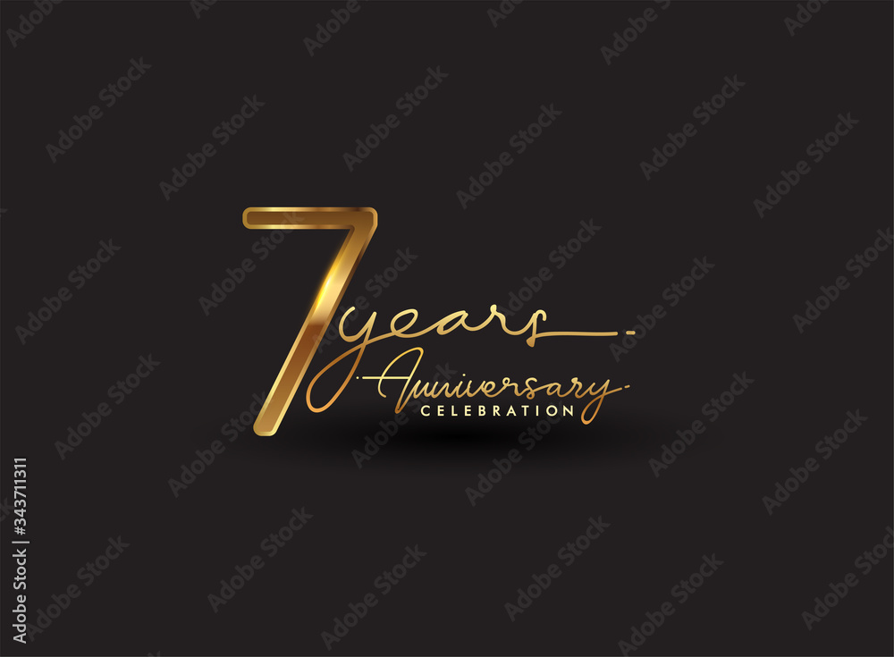 7 Years Anniversary Logo Golden Colored isolated on black background ...