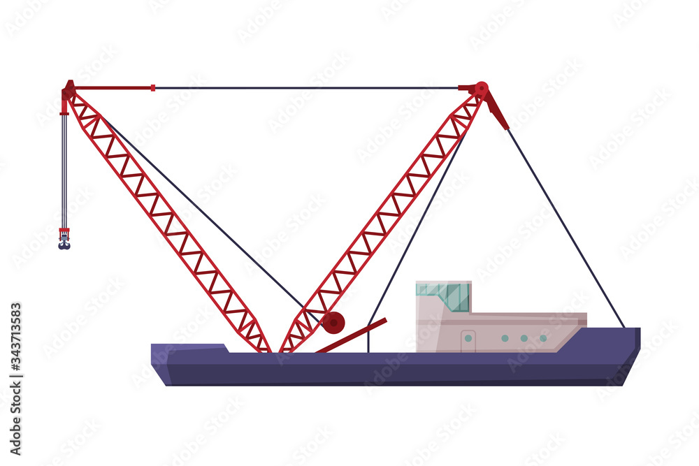 Floating Crane, Industrial Ship, Cargo Transportation Service Vehicle ...