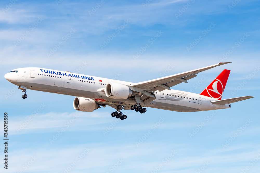 Turkish Airlines Boeing 777 airplane at London LHR Stock Photo | Adobe ...
