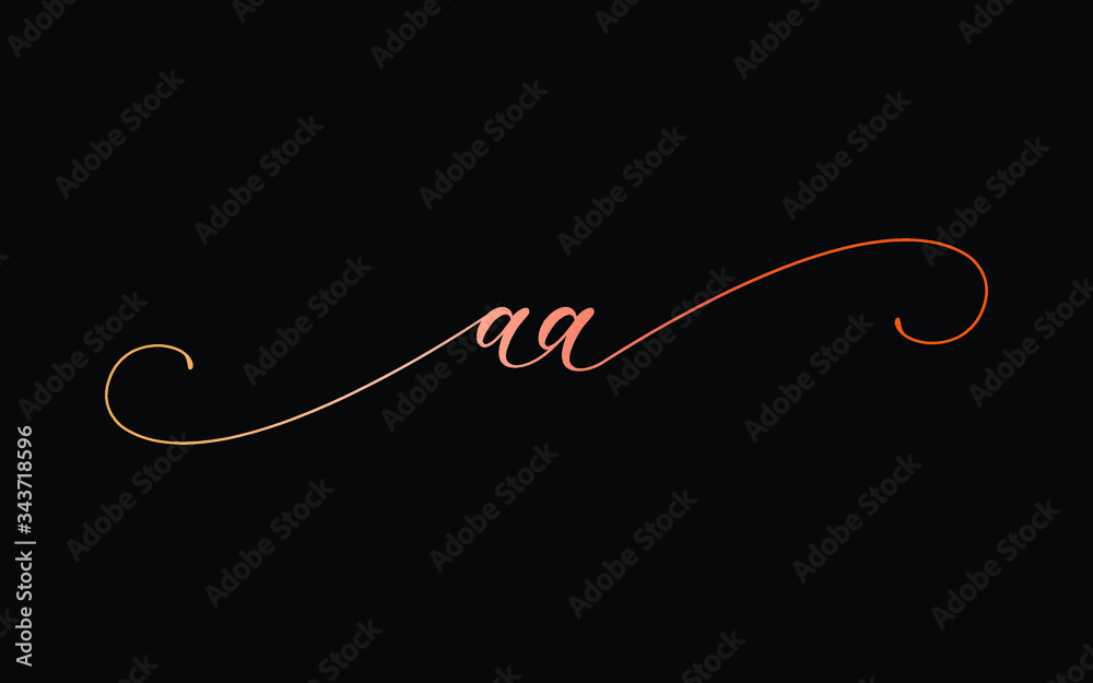Vetor de aa or a Lowercase Cursive Letter Initial Logo Design, Vector ...
