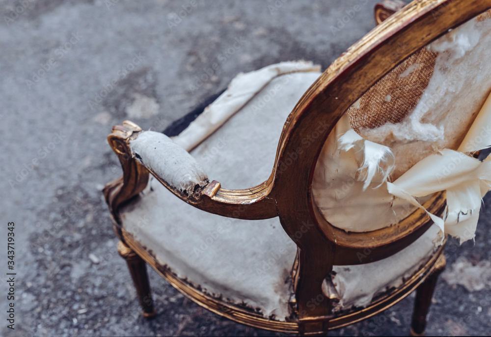 damaged antique baroque style chair ready for restoration Stock Photo ...