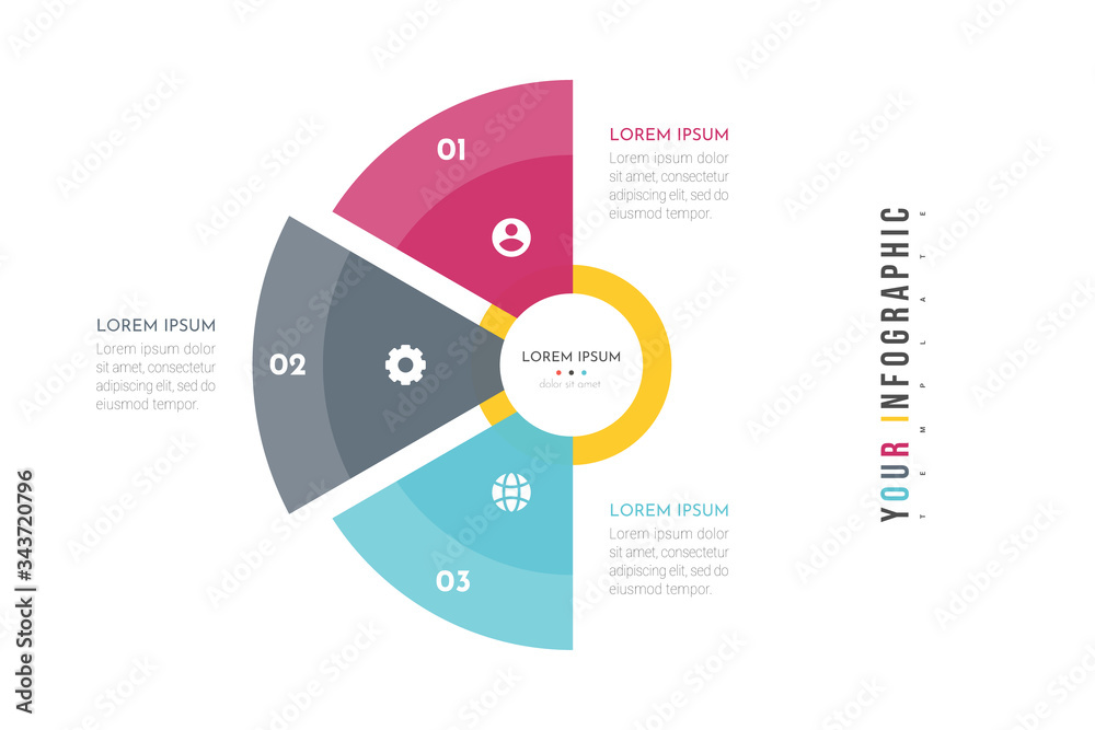 Abstract modern template for creating infographics with 3 options ...