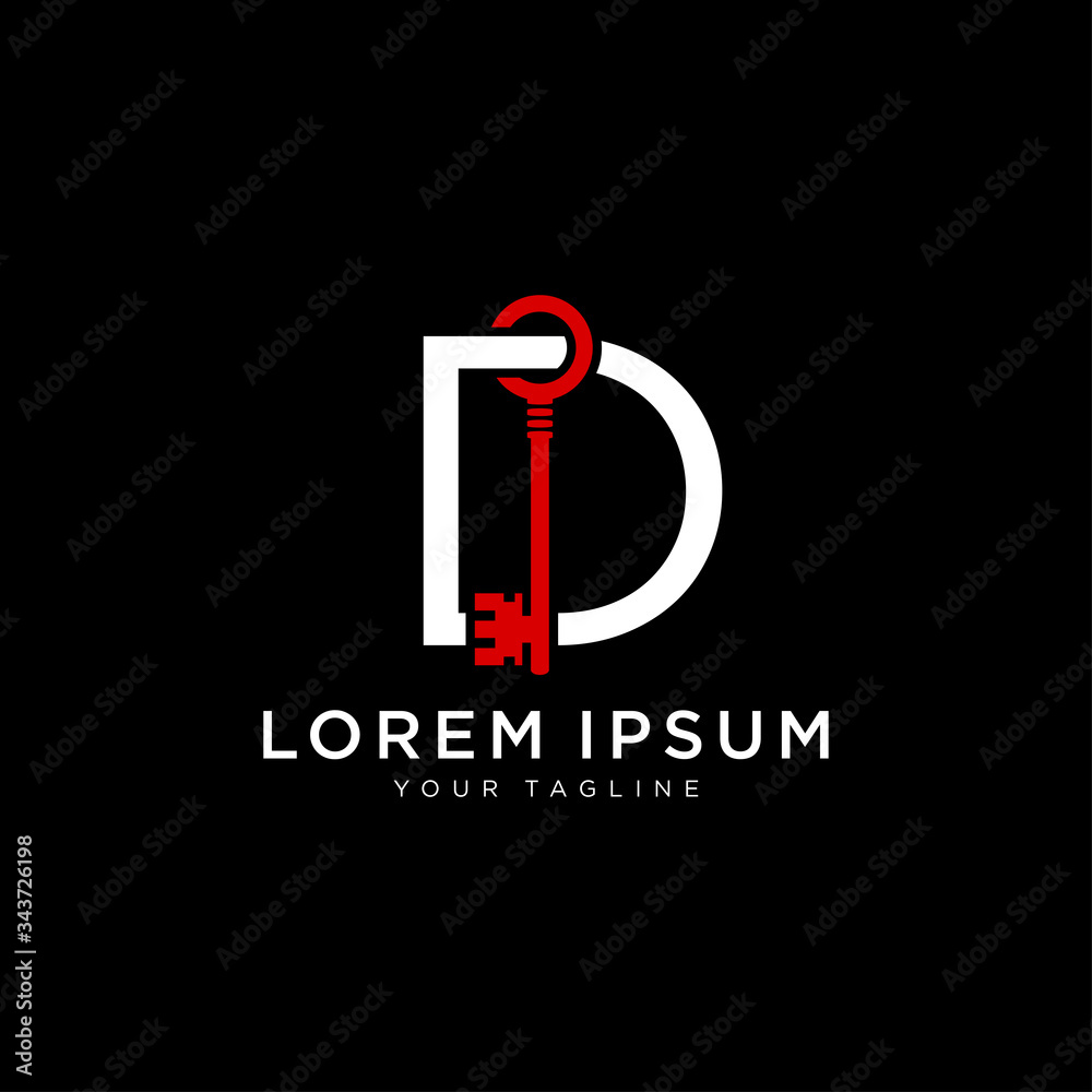 Initial letter D Key logo Concept, Key with Letter D, Vector Logo ...