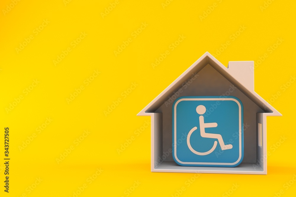 Handicap symbol inside house cross-section Stock Illustration | Adobe Stock