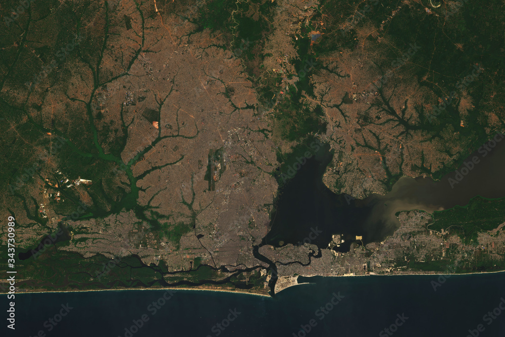 High resolution satellite image of Lagos, Nigeria - contains modified ...