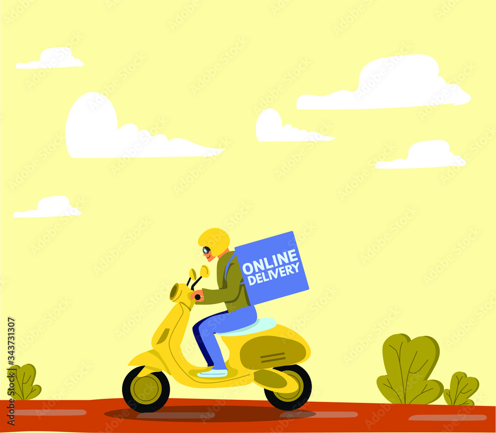 Online Delivery service concept.Fast and free delivery by scooter ...