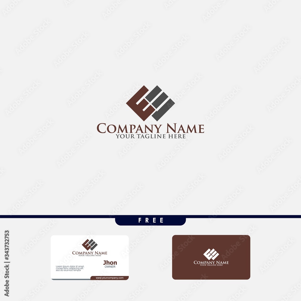 Letters E E, E&E joint logo icon with business card vector template ...