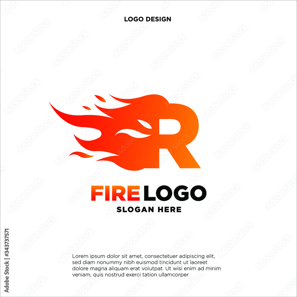 Letter R Fire Logo Design Element Stock Vector | Adobe Stock