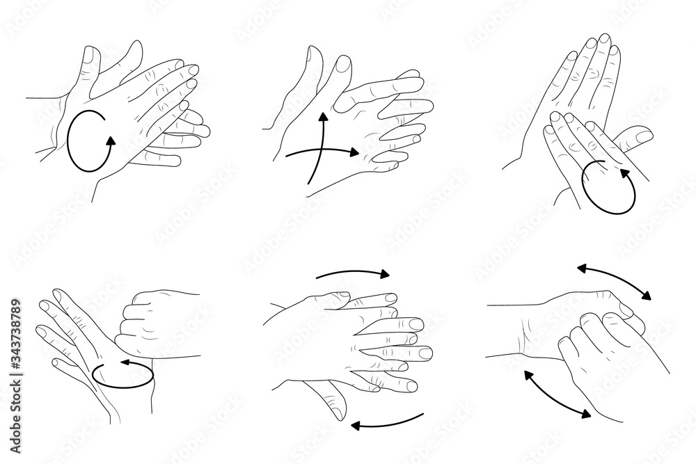 Set of icons for the hand hygiene line. A simple minimal icon. Personal ...