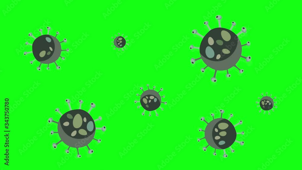 Coronavirus bacteria multiply on a green screen. The spread of the ...