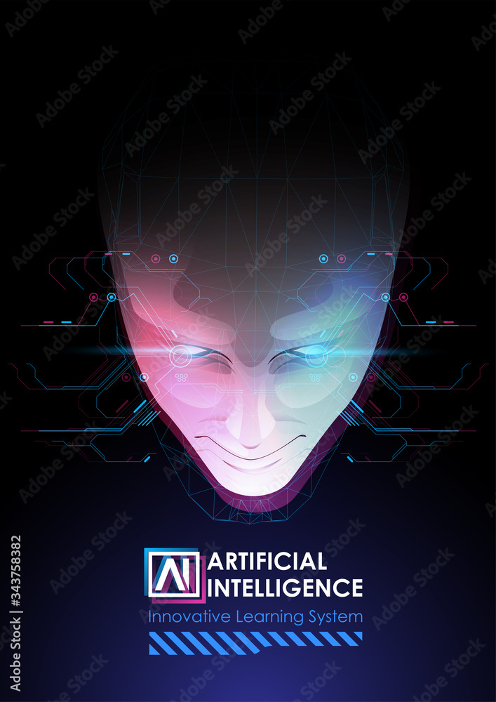 Robot or human Head enhancement. Machine learning and cyber mind ...