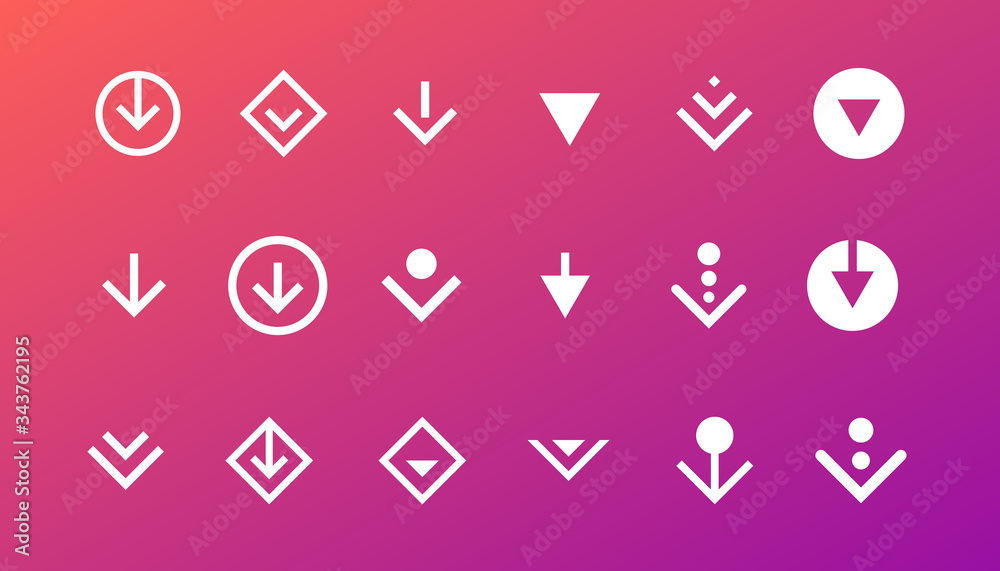 Swipe top down or download icon scroll pictogram set isolated for ...