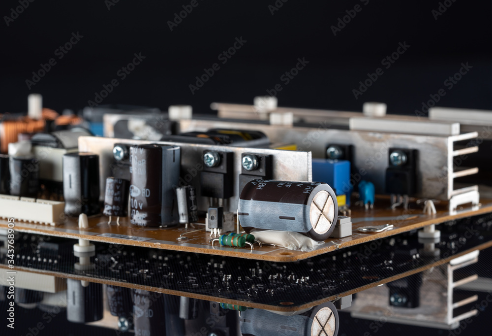 PCB power supply with mosfet transistor Stock Photo | Adobe Stock