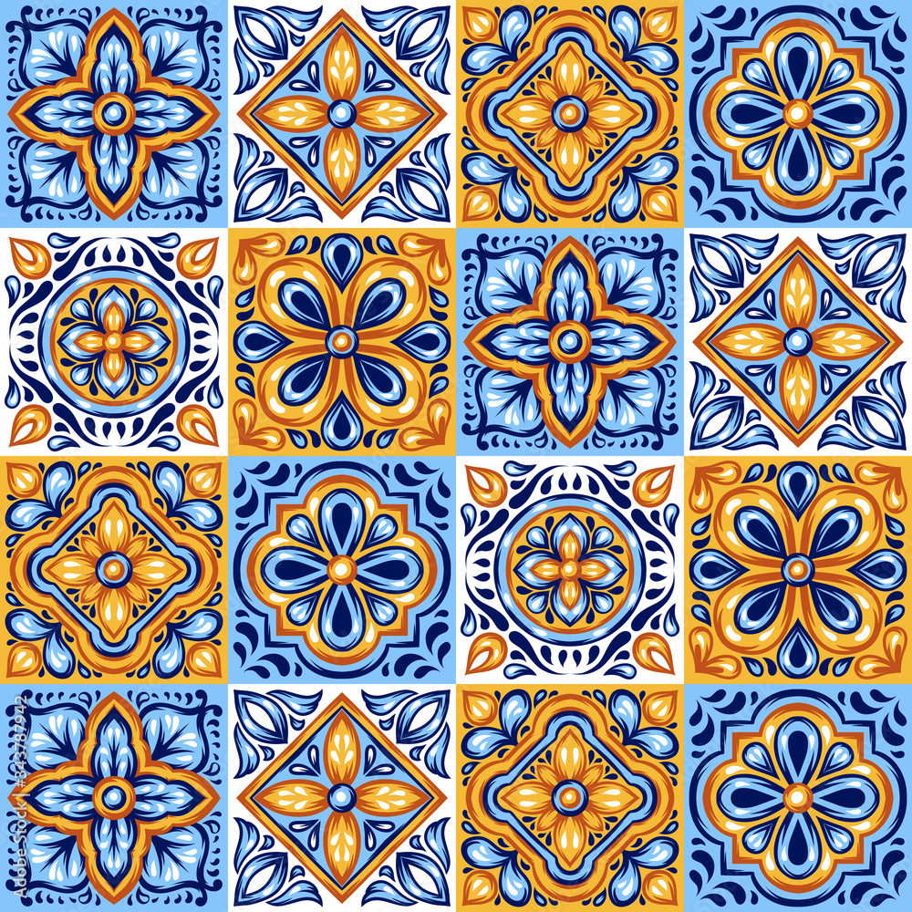Italian ceramic tile pattern. Mediterranean porcelain pottery. Stock ...