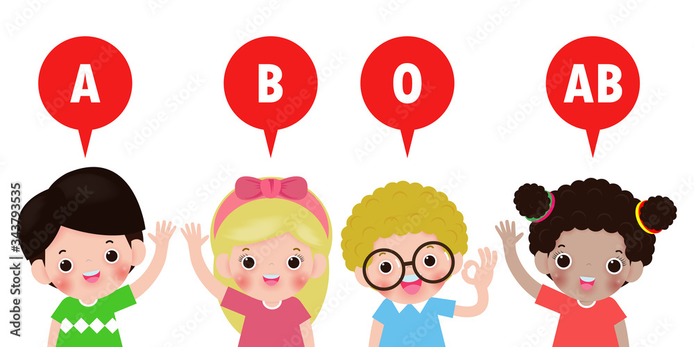 cute kids and Blood type, Blood type with happy children Healthy ...