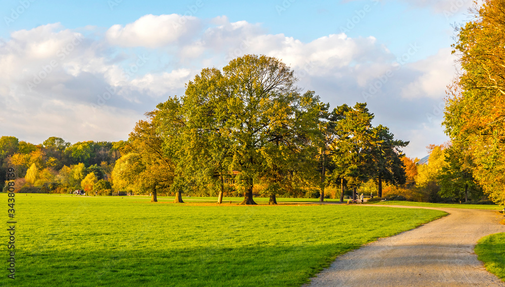 Rosenthal forest park in Leipzig city, Saxony, Germany. Located north ...