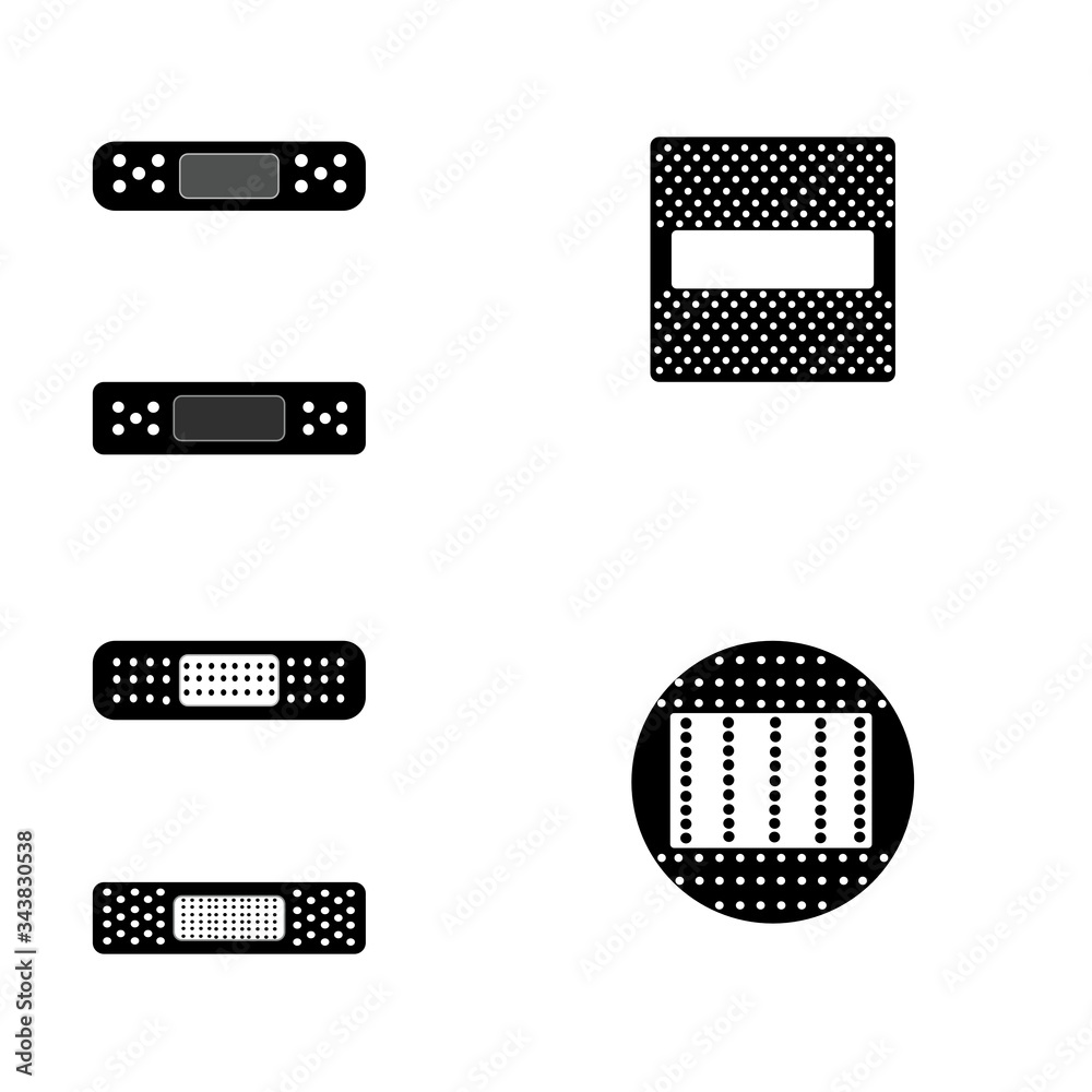 Bandages icon set on white background. Silhouette vector design. Stock ...