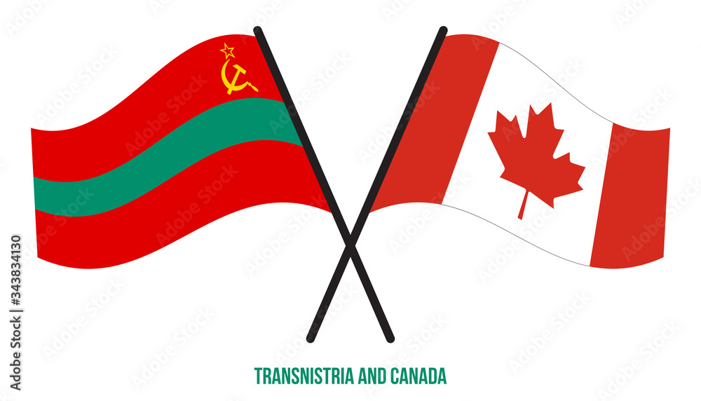 Transnistria and Canada Flags Crossed And Waving Flat Style. Official ...