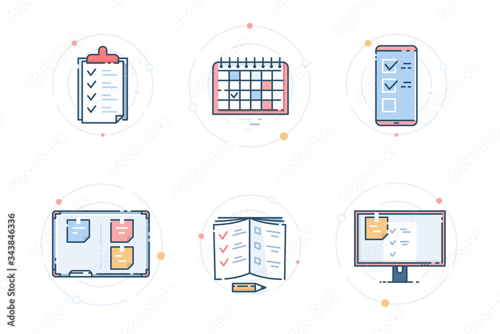 Icons for task management. Ways to control tasks: checklist, notepad ...