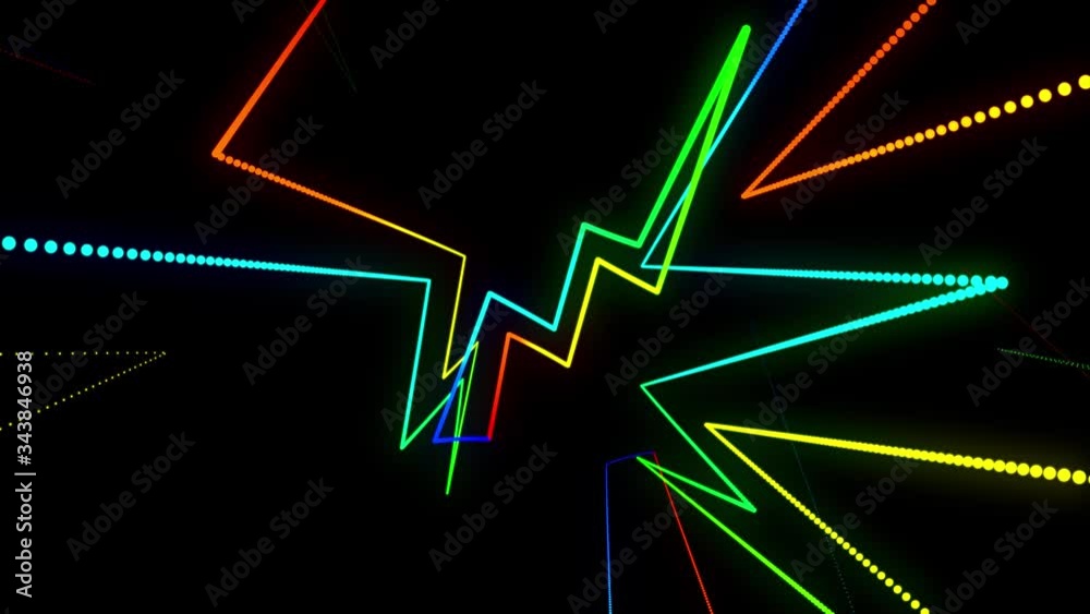 Animation of neon, glowing light lines, lasers and bouncing around of ...