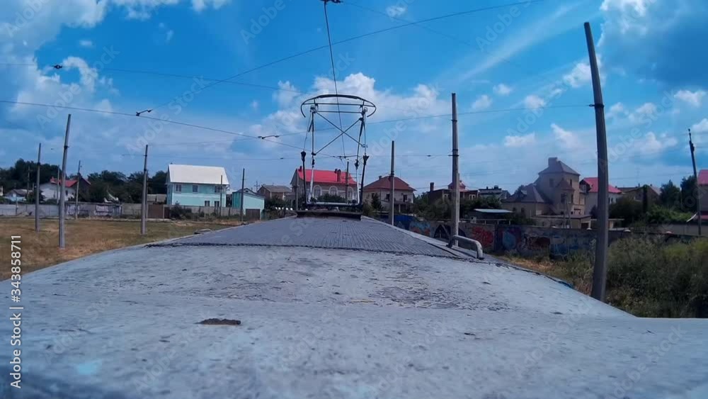 Video Stock A ride on a tram filmed on action camera. View from the ...