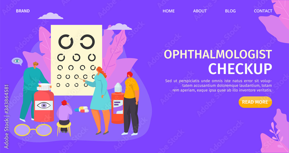 Professional ophthalmologist checkup, vector illustration. Eye ...