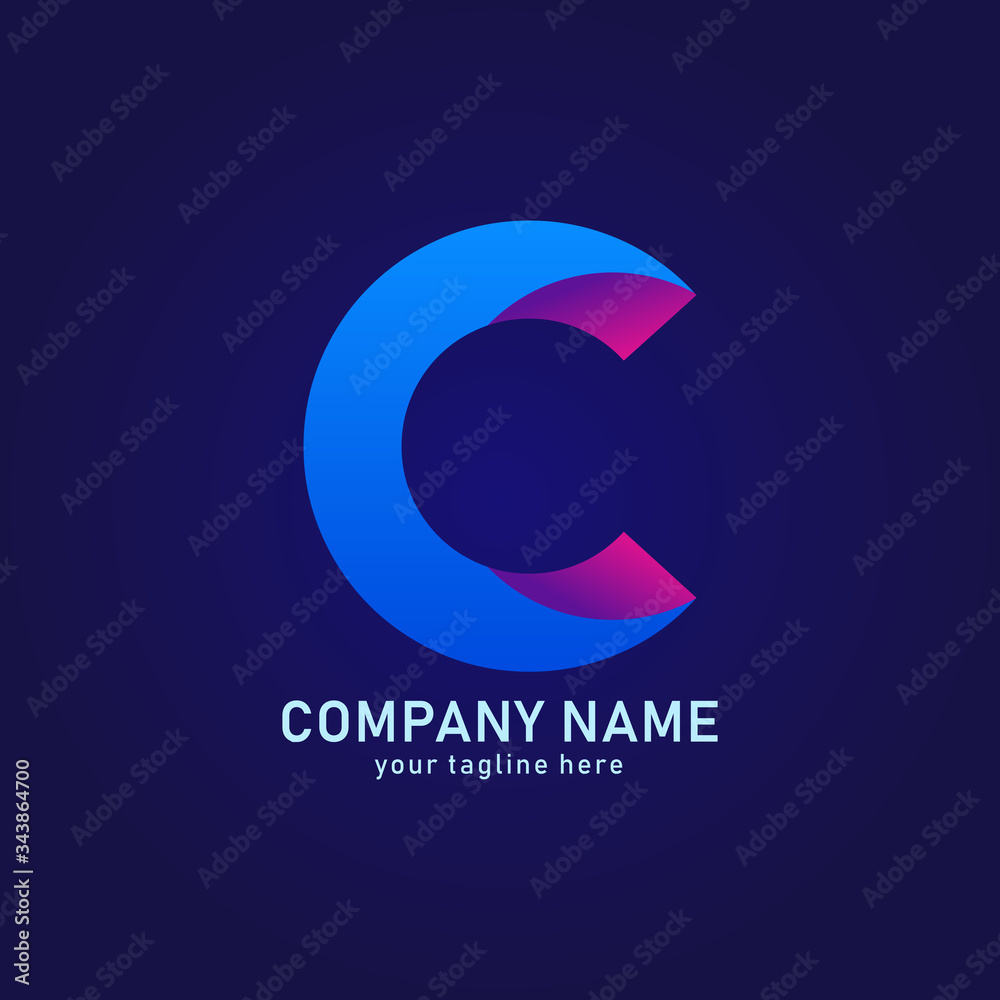 Gradient C Letter Logo Design Template. logo design with color ...
