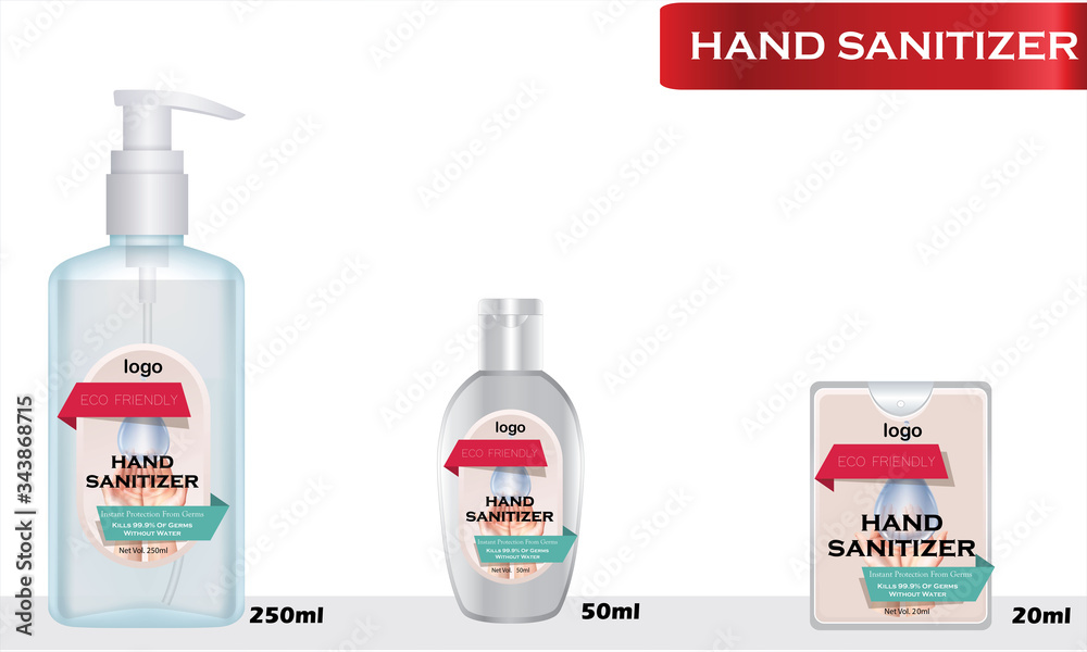 Hand sanitizer label design vector graphic template for packaging ...