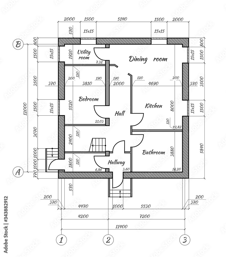 Blueprint suburban house. Interior house. Top view plans. Architecture ...