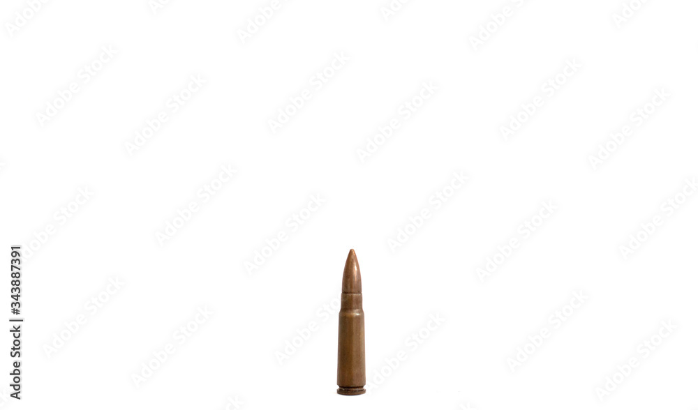Bullet from a machine gun on a white background Stock Photo | Adobe Stock