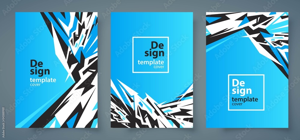 Flyer set splinter ice cold freeze theme design template cover blue ...